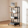17 Stories 4-Tier AV Media Stand Height-Adjustable Wooden Audio-Video ...