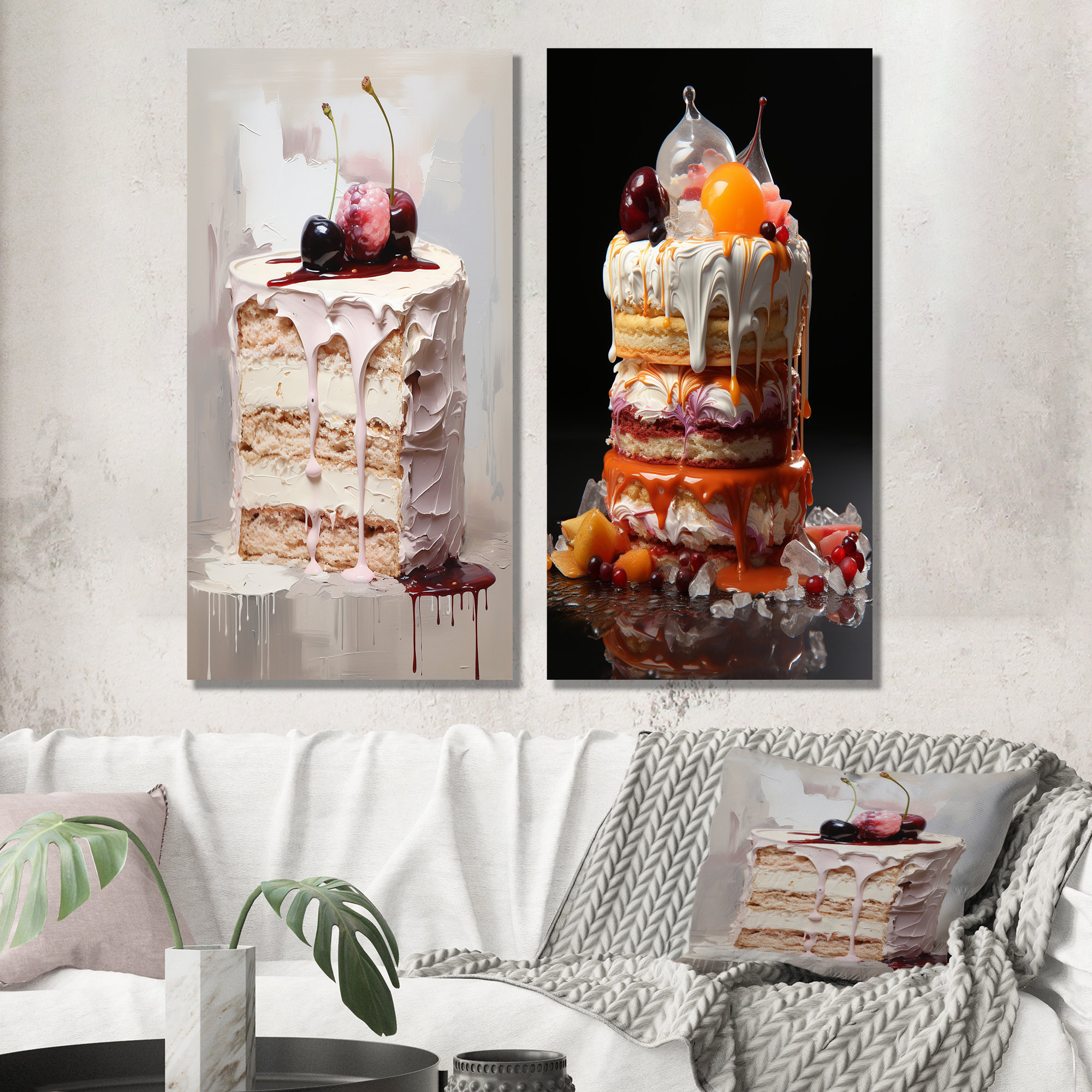 Ebern Designs Popart Cake Dessert - Desserts Wall Art Living Room Set ...