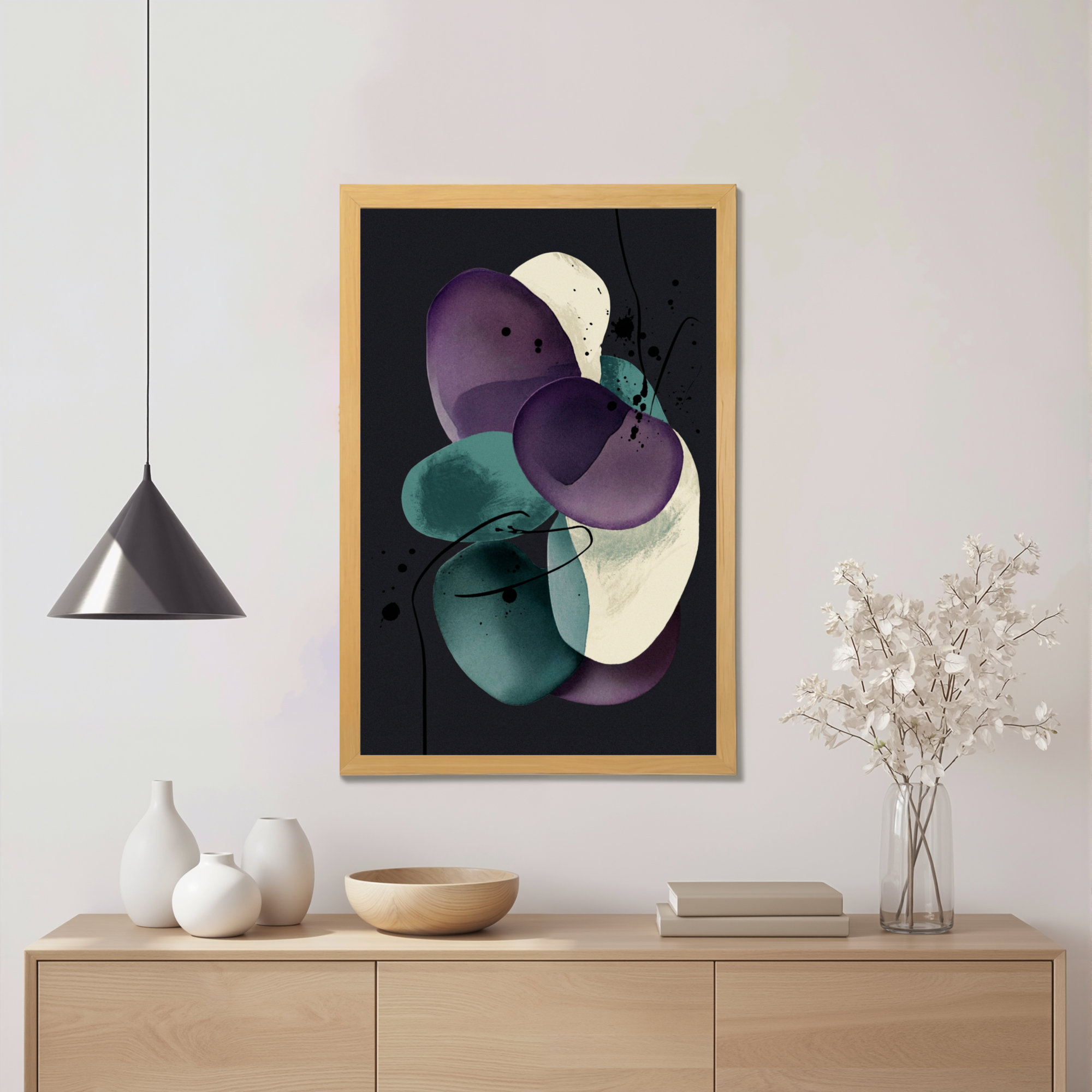 Winston Porter Abstract Purple And Teal Shapes Canvas Wrapped Wall Art ...