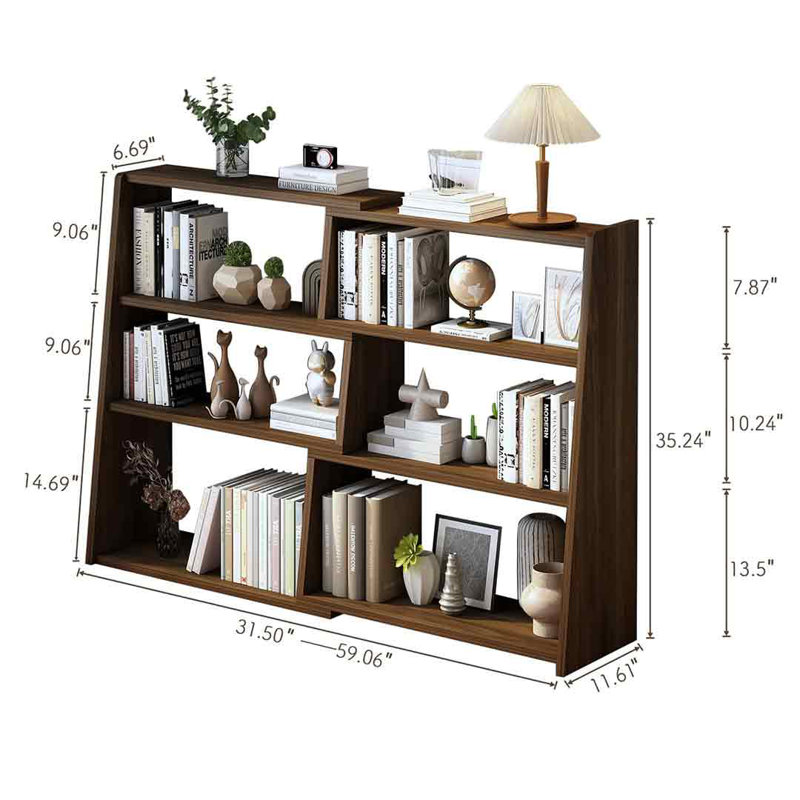 Latitude Run® Wooden Extendable Shelf Bookcase - 3-Tier Ladder Low ...