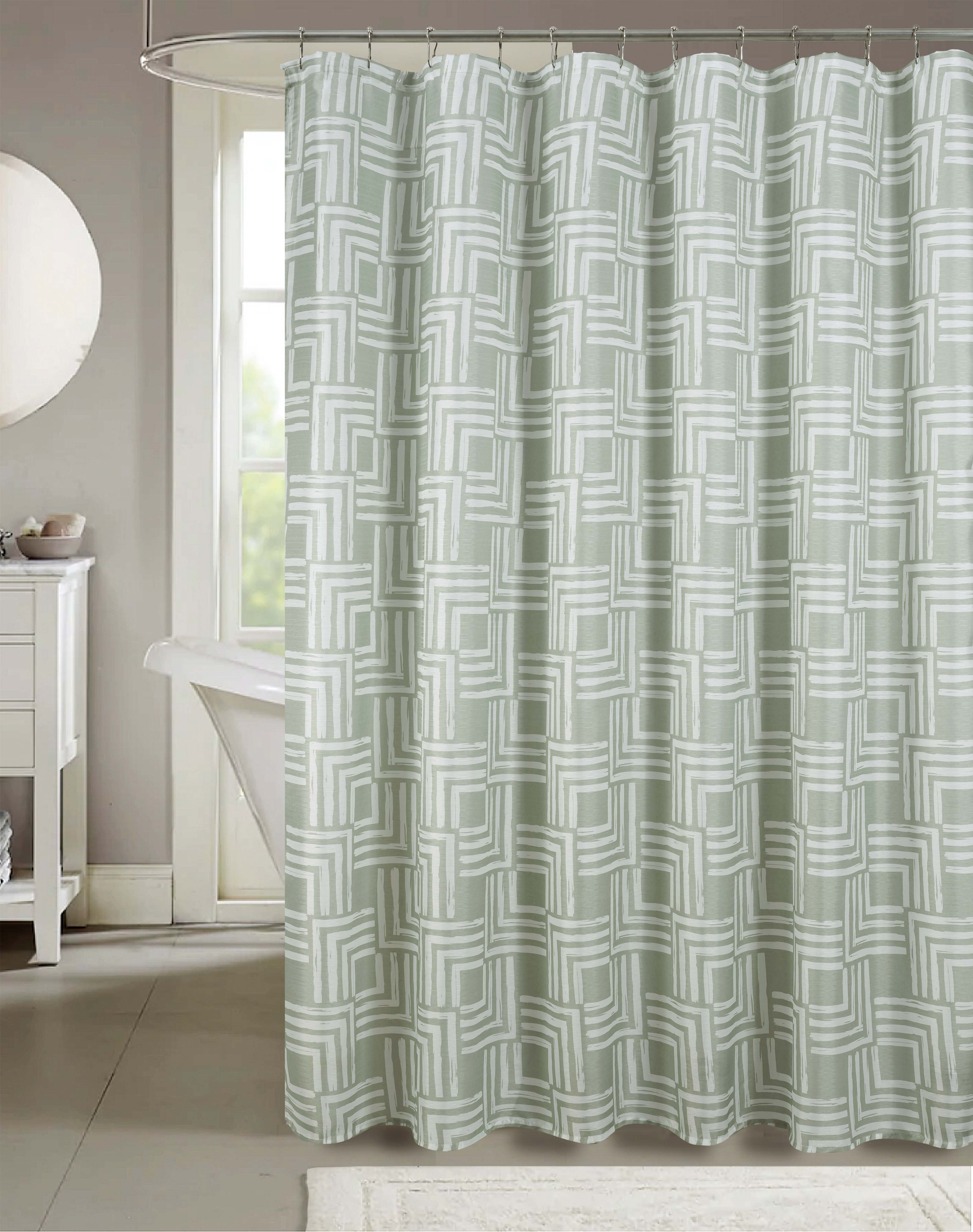 Ebern Designs Soki Geometric Shower Curtain | Wayfair
