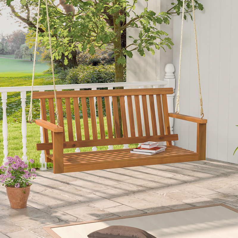 Winston Porter Eldoria 2 Person Solid Wood Porch Swing | Wayfair