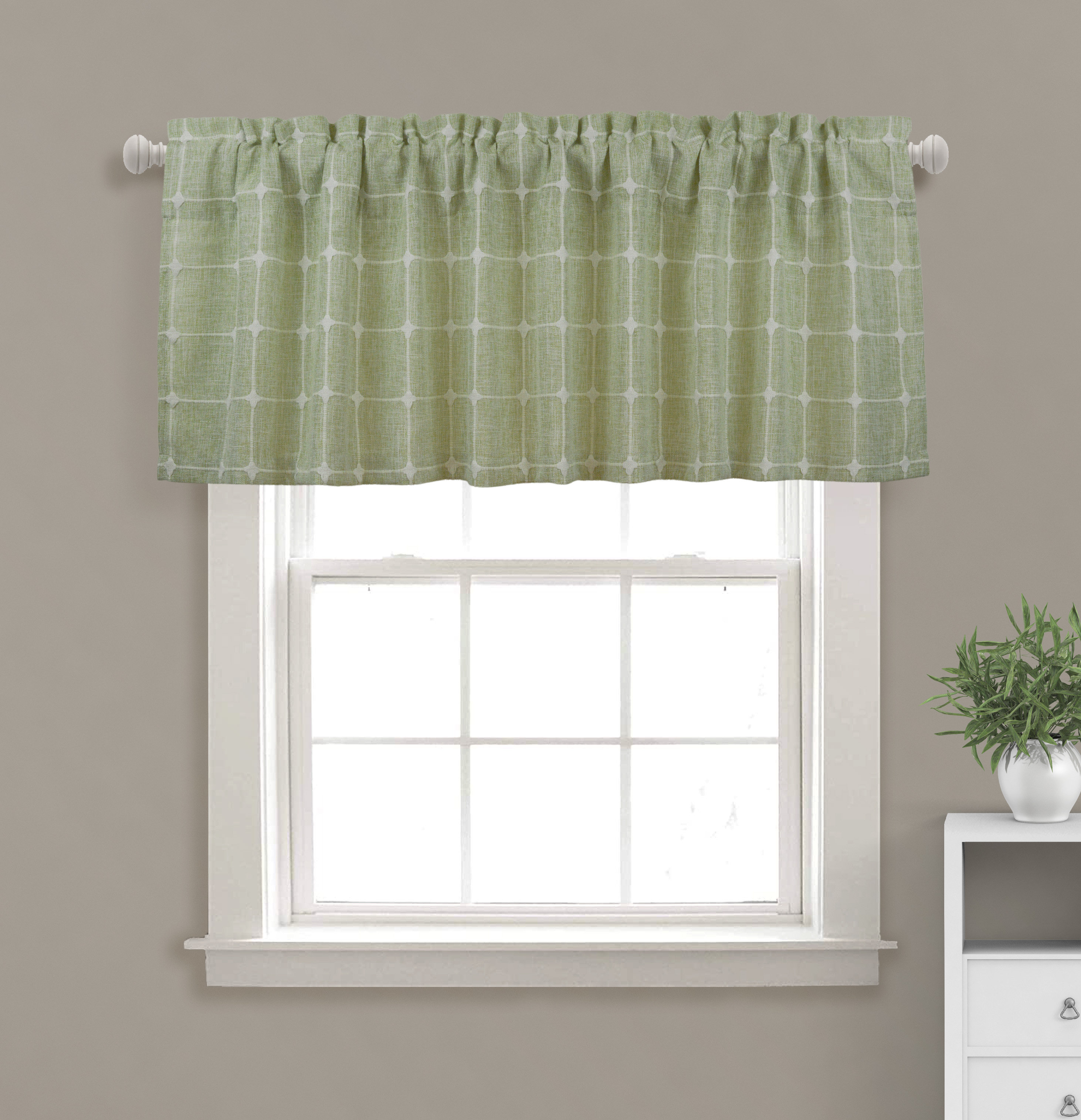 Gracie Oaks 2 Panels of Plaid Embroidered 16 inch Window Valances ...