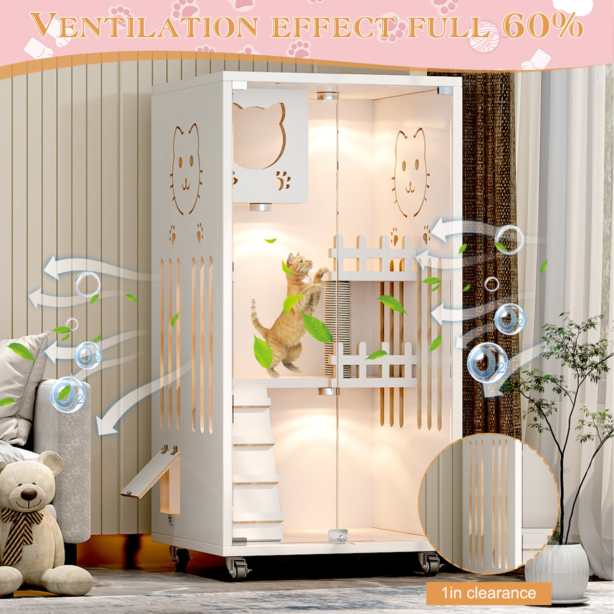 Tucker Murphy Pet™ Wooden Cat Villa, Medium Cat Enclosure, Indoor Cat ...