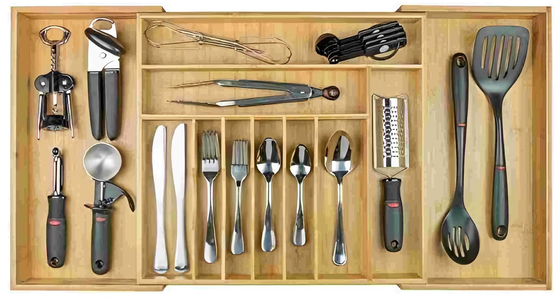 One Allium Way® Expandable Cutlery And Kitchen Utensil Storage Box ...