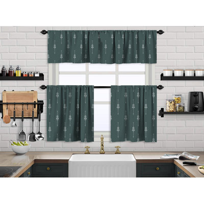 Lilijan Home & Curtain Boho Design Kitchen Valance And 2 Tiers Curtain ...