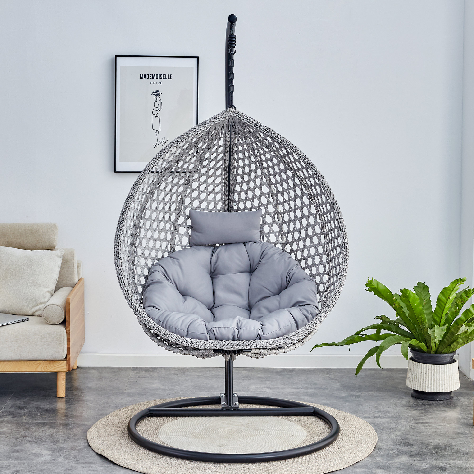 Dakota Fields Chaviano Single Person Porch Egg Swing with Stand ...