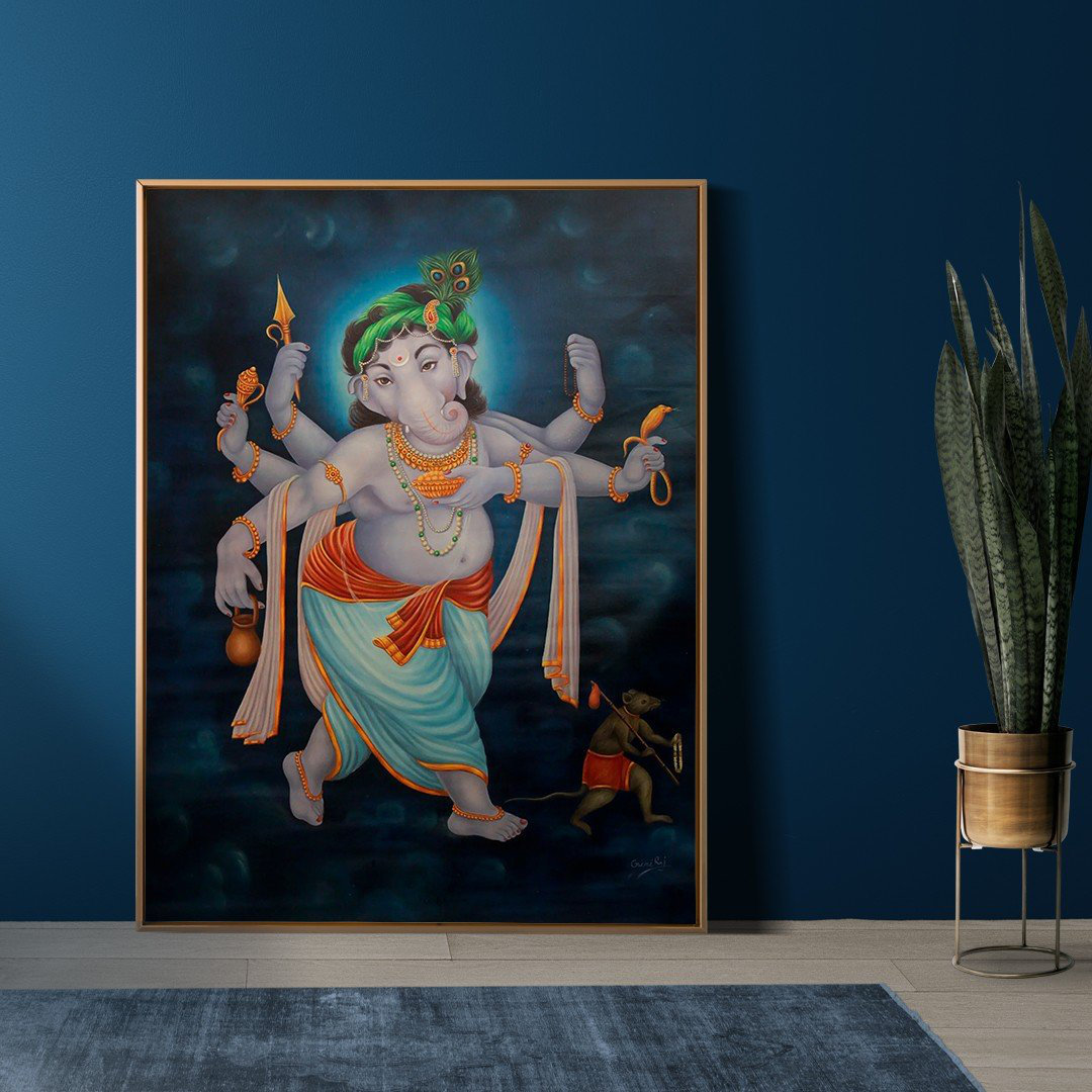 Exotic India Innocent As A Child | Ganesha Oil Painting | Oil On Canvas ...