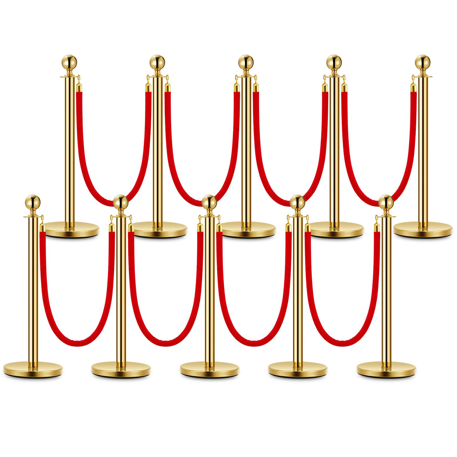 LumiParty Gold Stanchion Posts Set with 5 ft , Control Barriers for ...