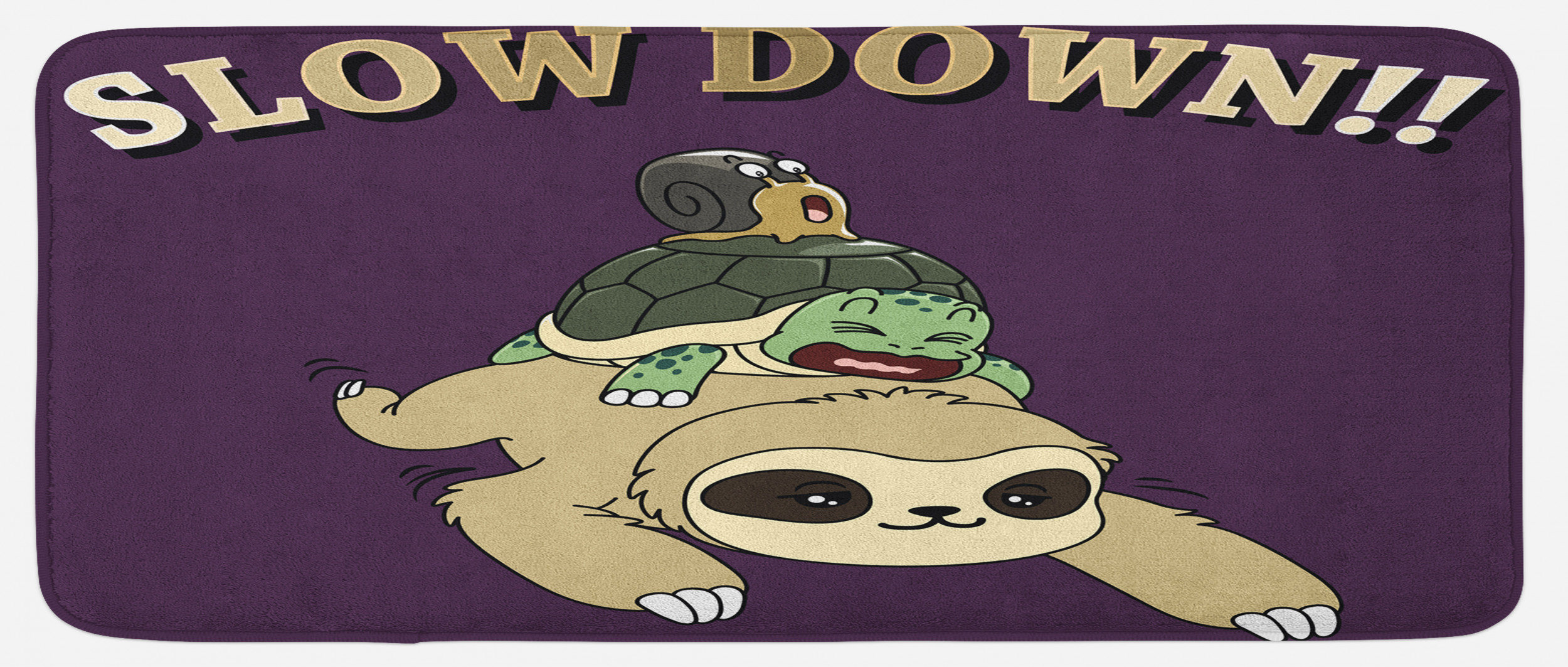 East Urban Home Funny Cartoon Scenery With Sloth Turtle Snail On Top Of ...