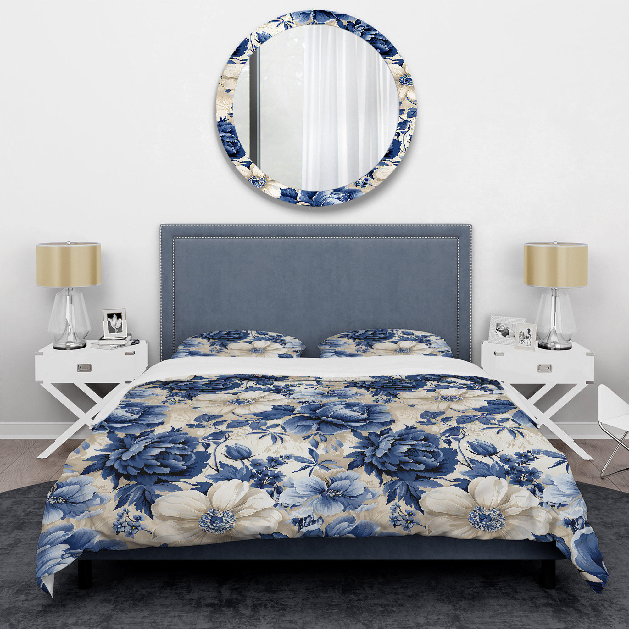 Design Art Neo Victorian Cobalt Cameo Victorian Pattern II Duvet Cover ...