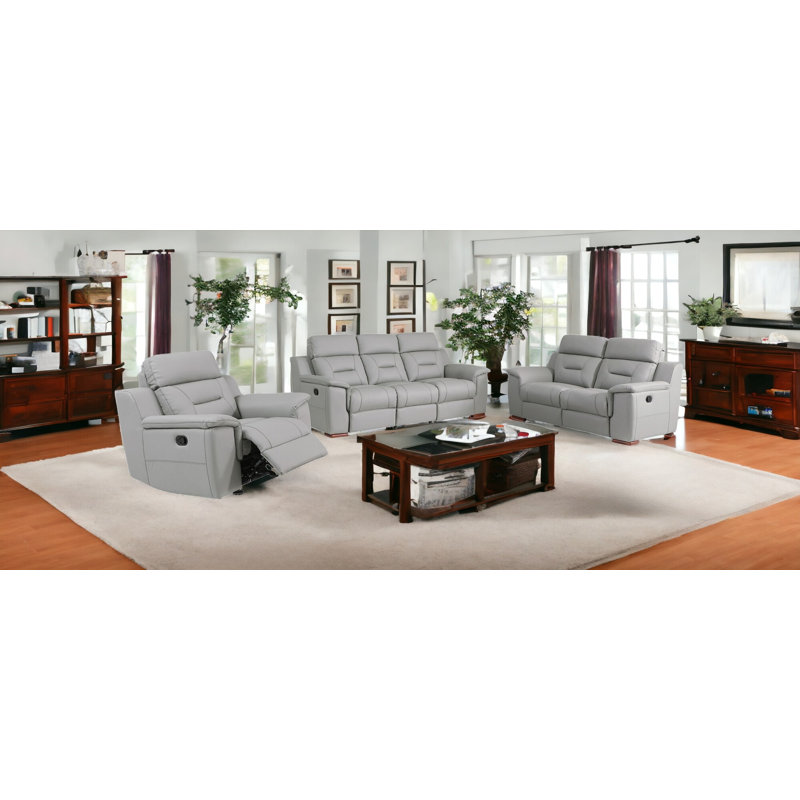 Hokku Designs Aolany Three Piece Indoor Genuine Leather Five Person ...