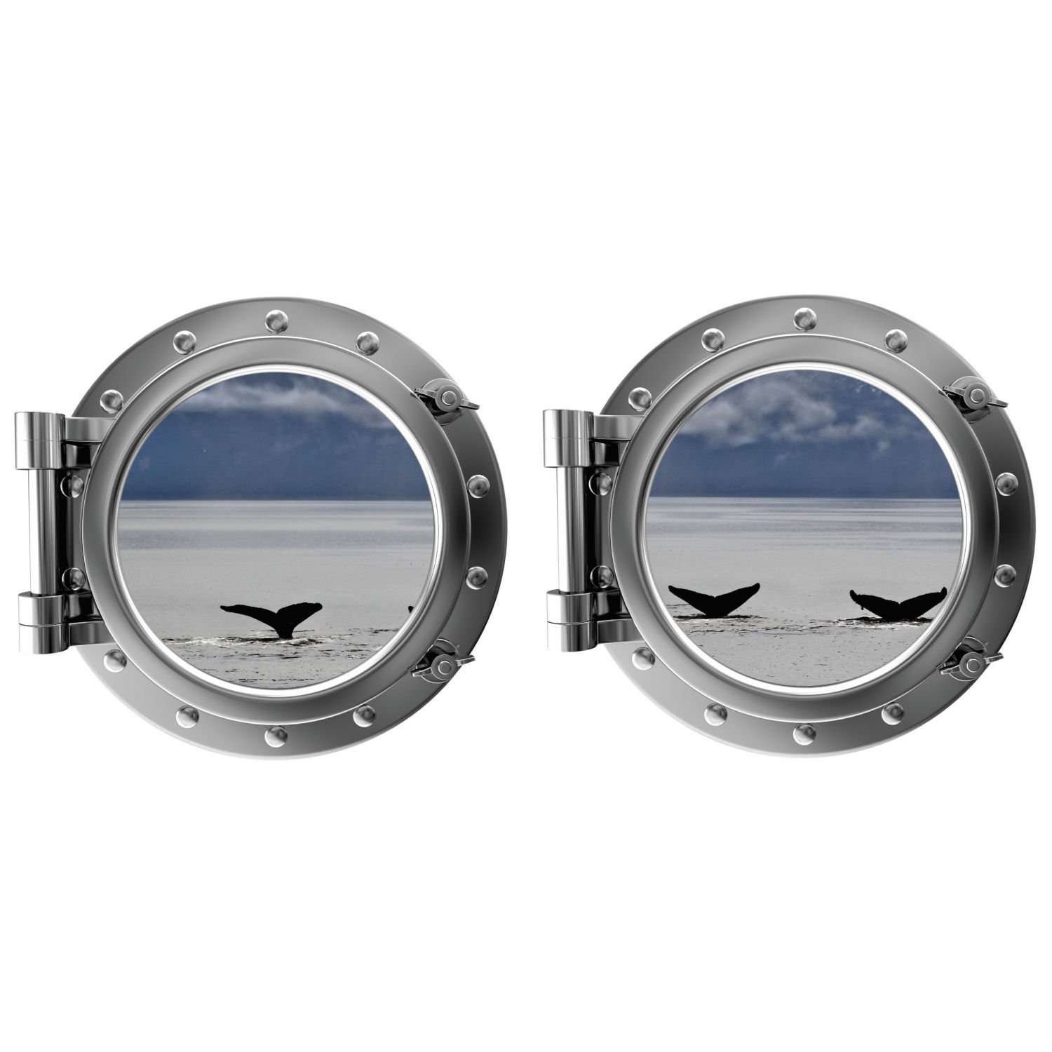 Decal the Walls Whale Tails Mountain Background Porthole Fabric Wall ...