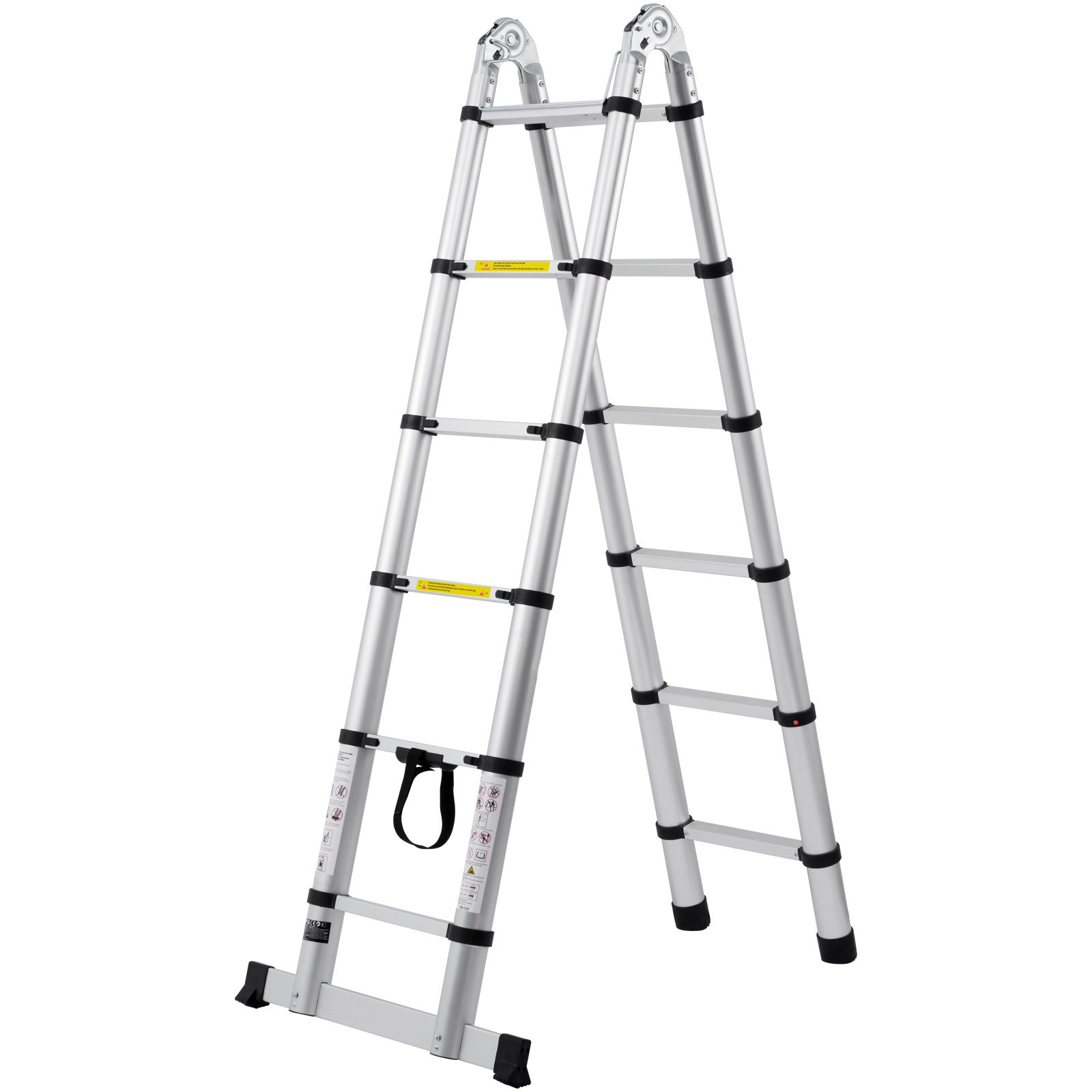 VEVOR Telescoping Extension Ladder 12.5FT A-Shape w/ Stabilizer Bar for ...