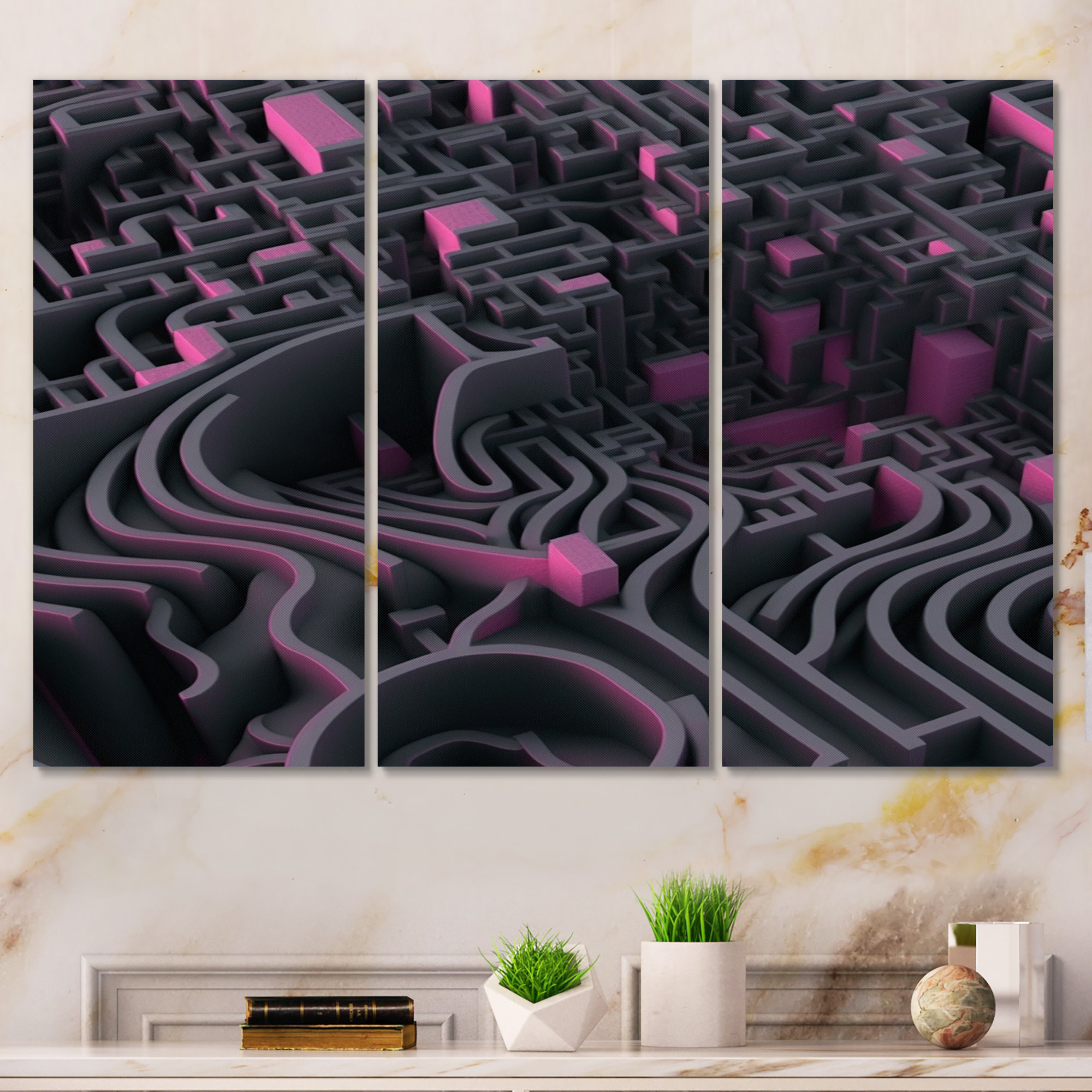 Brayden Studio® Futuristic Labyrinth Purple Maze Matrix II On Canvas 3 ...