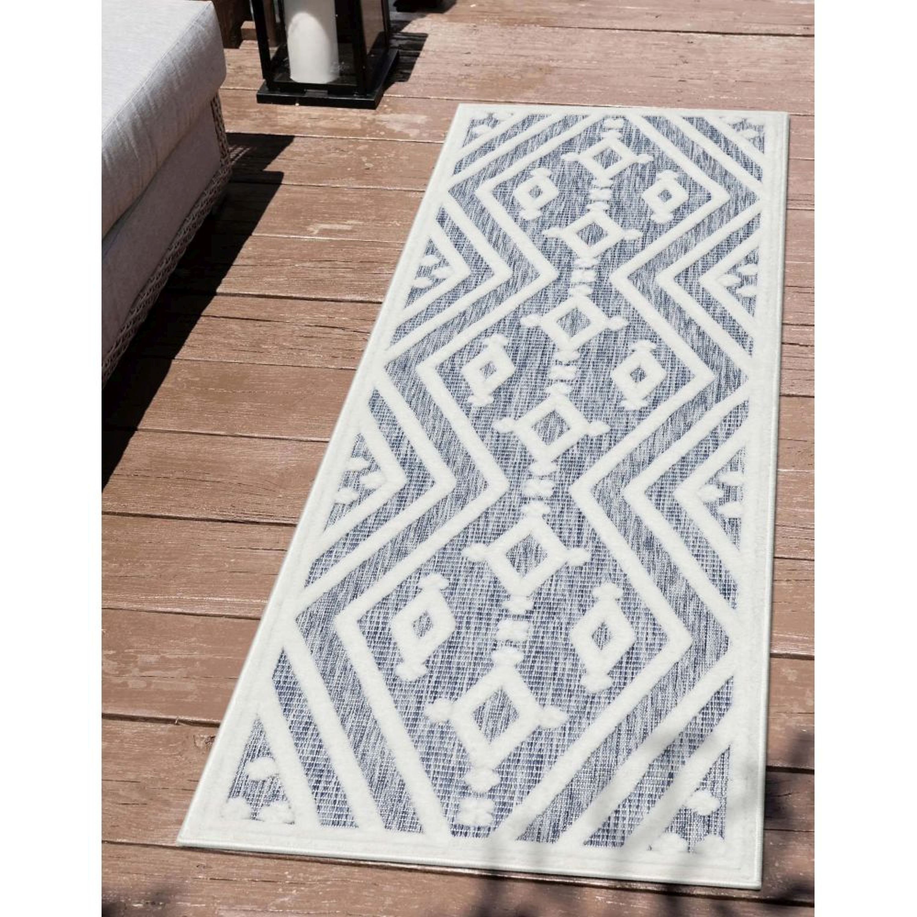 Well Woven Sila Mali Outdoor Moroccan Tribal Blue Indoor/Outdoor Area ...