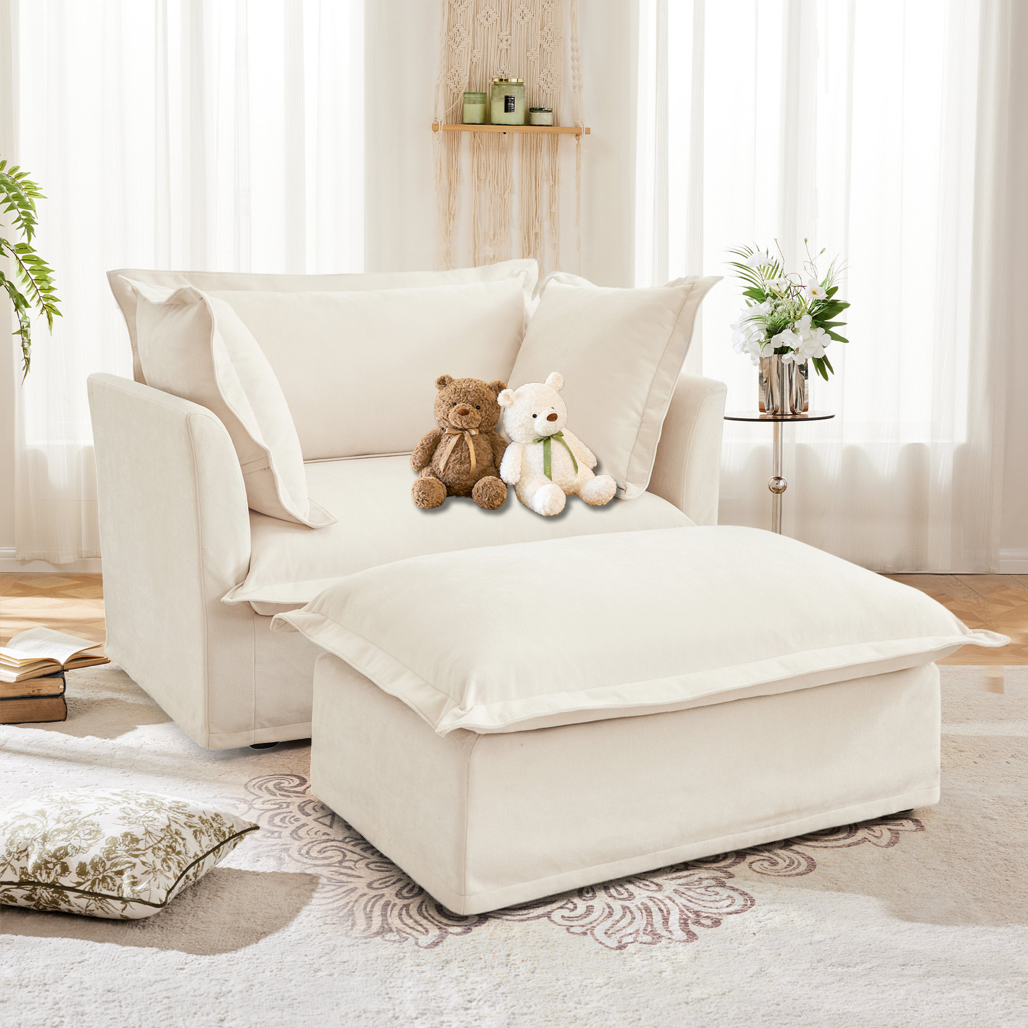 Latitude Run® Alhertine 49"W Luxury Chenille Modular Chaise Lounge ...