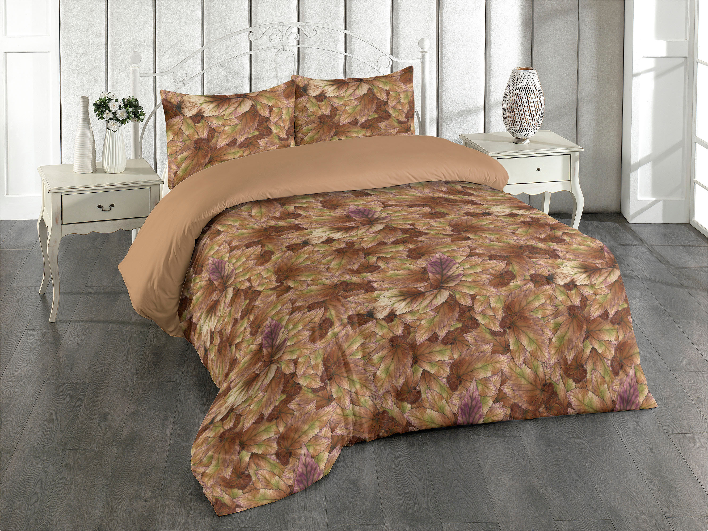Ambesonne Autumn Leaves Duvet Cover Set Neutral Leafy Print Dark Khaki ...