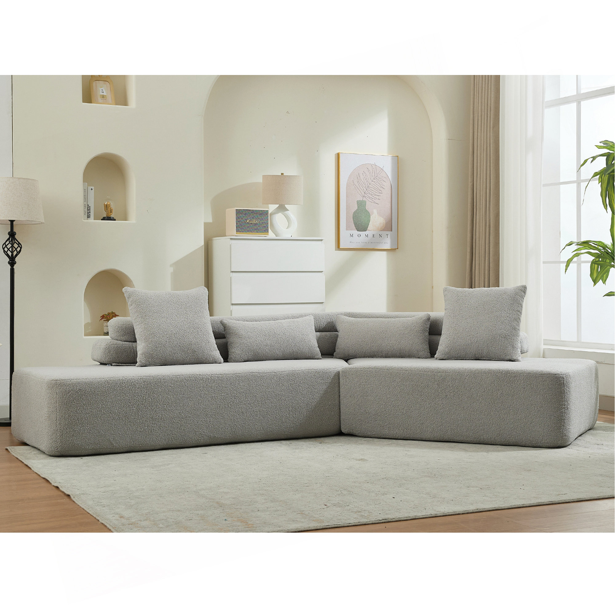 Brayden Studio® 128"Minimalist Cloud Sectional Couch ,Modern Couches ,4 ...