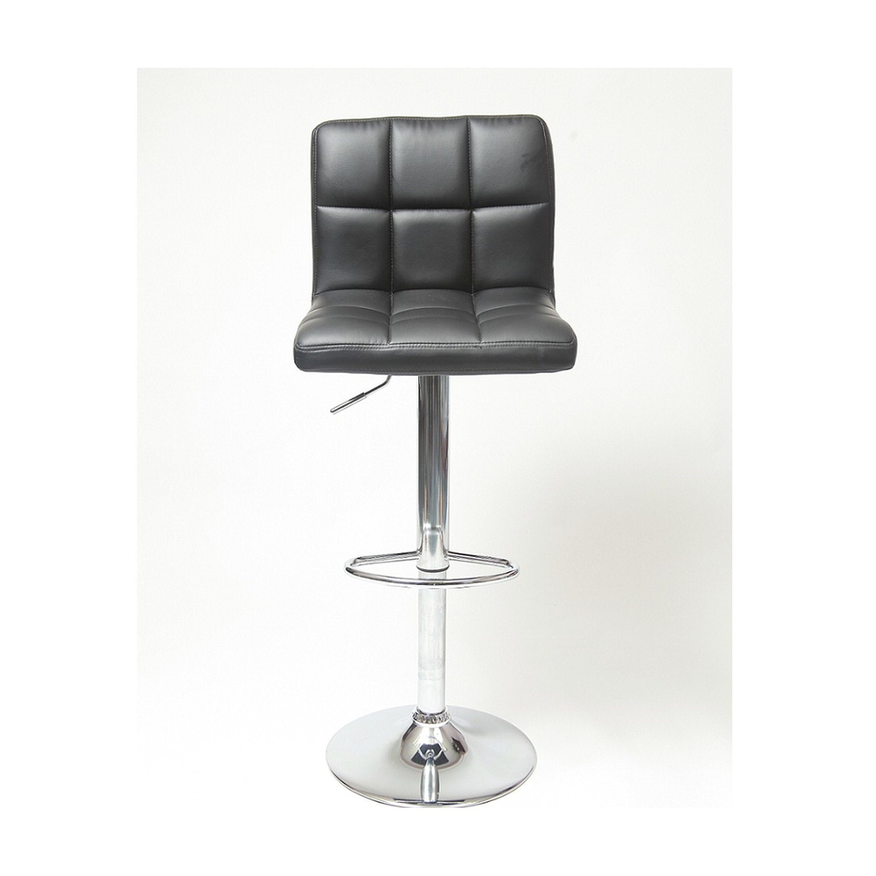 Wrought Studio Of 2 Adjustable Hydraulic Black Swivel Bar Stools. Faux ...