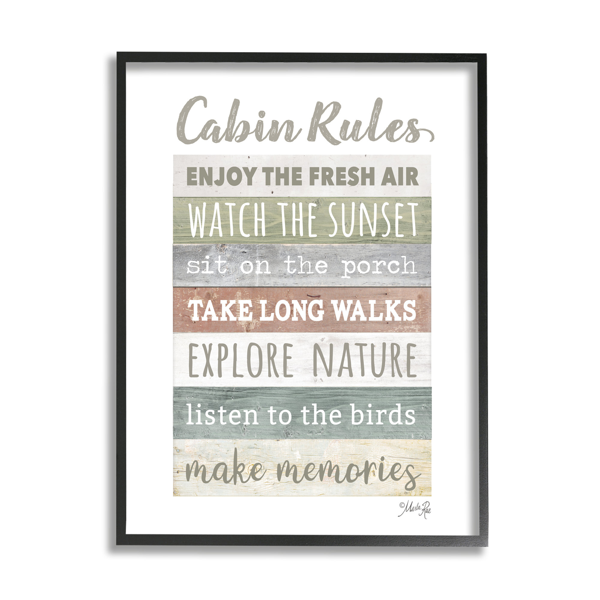 Trinx Cabin Rules Typography Sign Nature Hiking Theme Picture Frame ...
