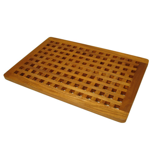 Aqua Teak Grate™ Teak & Wood Bath Rug with Non-Slip Backing & Reviews ...