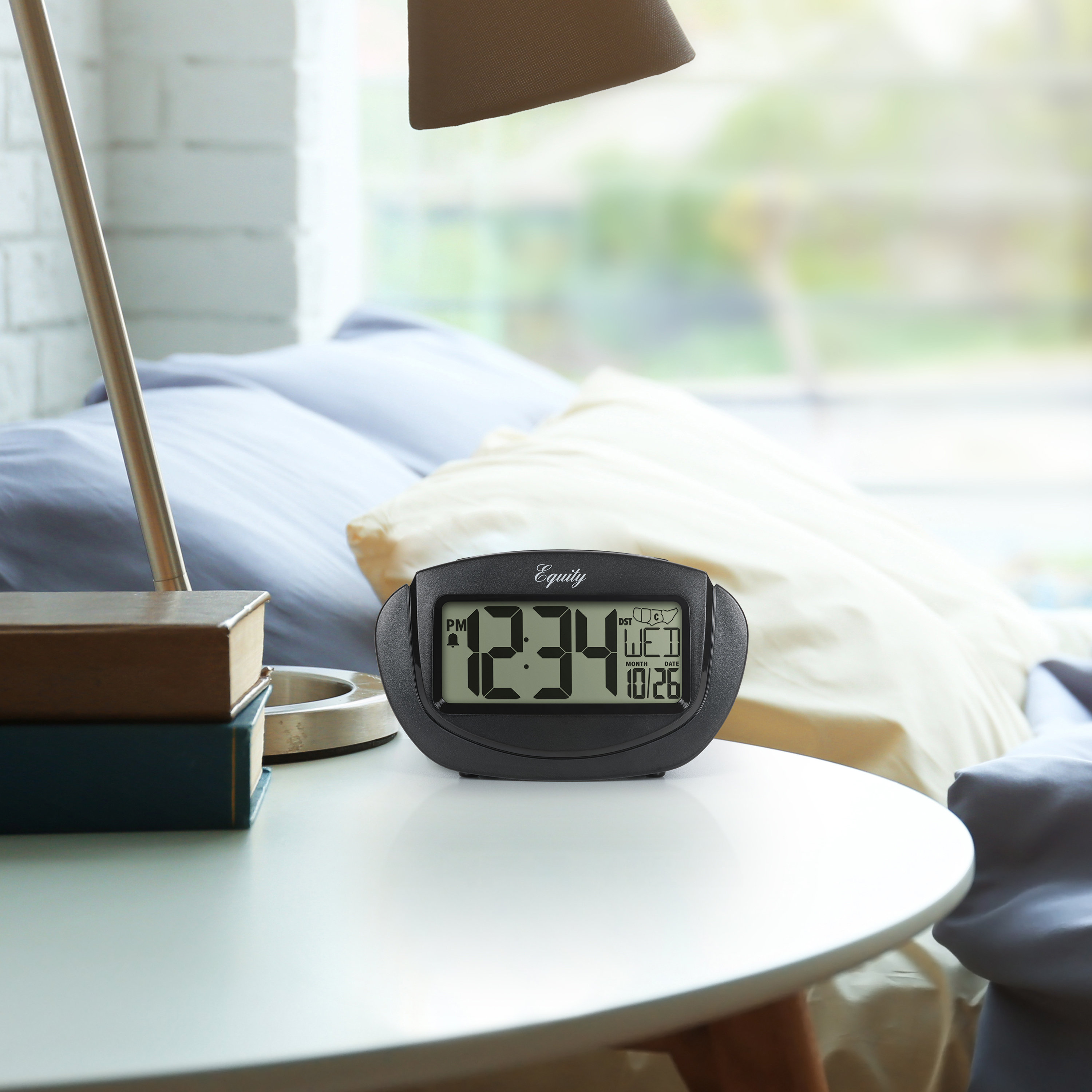 Latitude Run® Digital Atomic Tabletop Clock with Alarm in Black | Wayfair