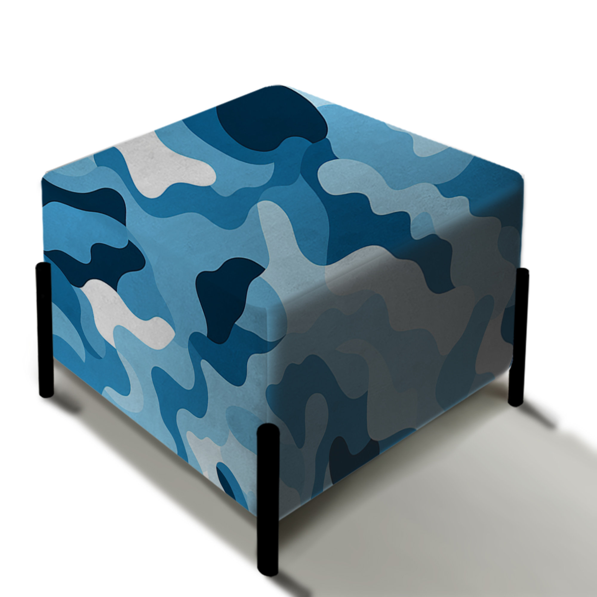 Design Art Blue Camouflage Skies - Camouflage Square Ottoman | Wayfair