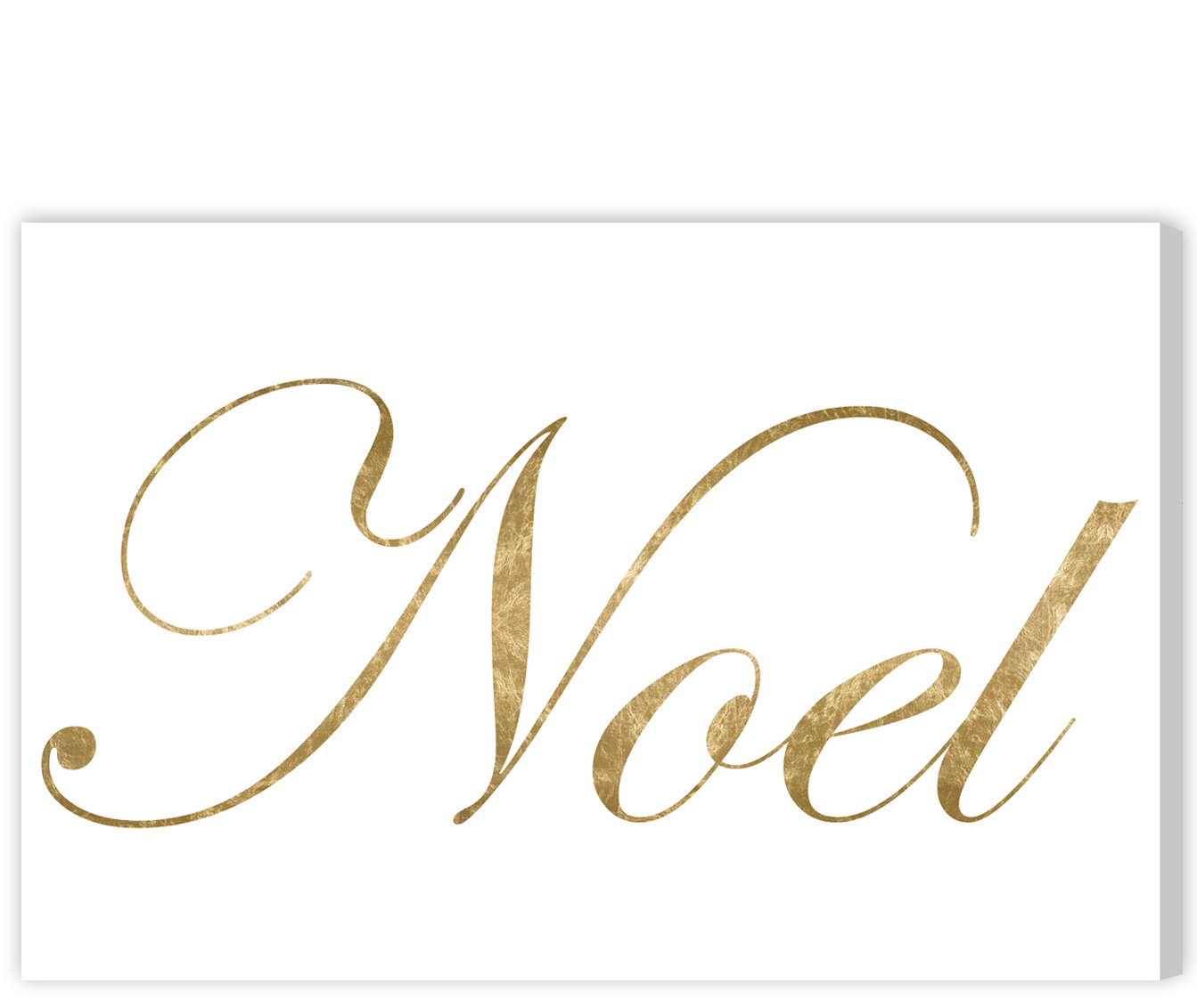 The Holiday Aisle® 'Noel Gold' Textual Art on Wrapped Canvas | Wayfair
