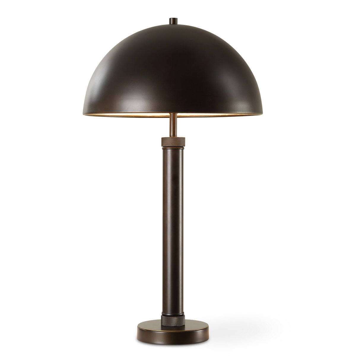 Benjara Modern Accent Table Lamp, Dome Shade, Gold Edge, Black Metal ...