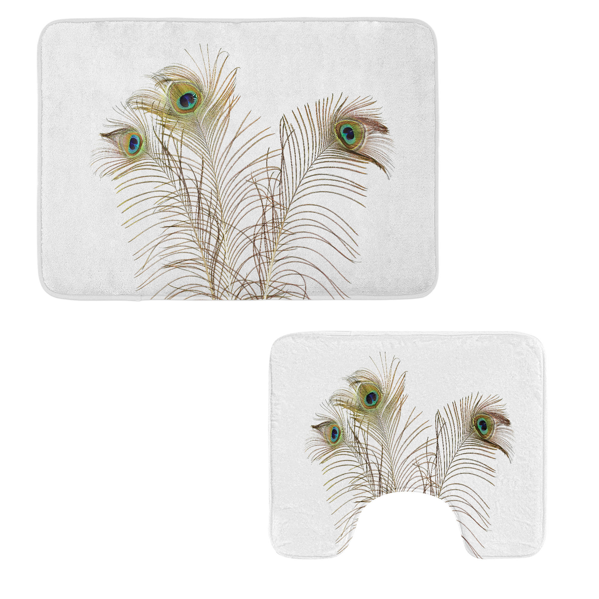 Highland Dunes Peacock Bathroom Rug Set 2 Pieces Rectangle & Contour ...