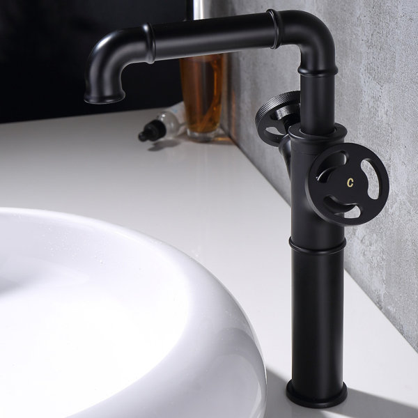 MODLAND roind Single Hole Dual Handle Industrial Style Bathroom Faucet ...