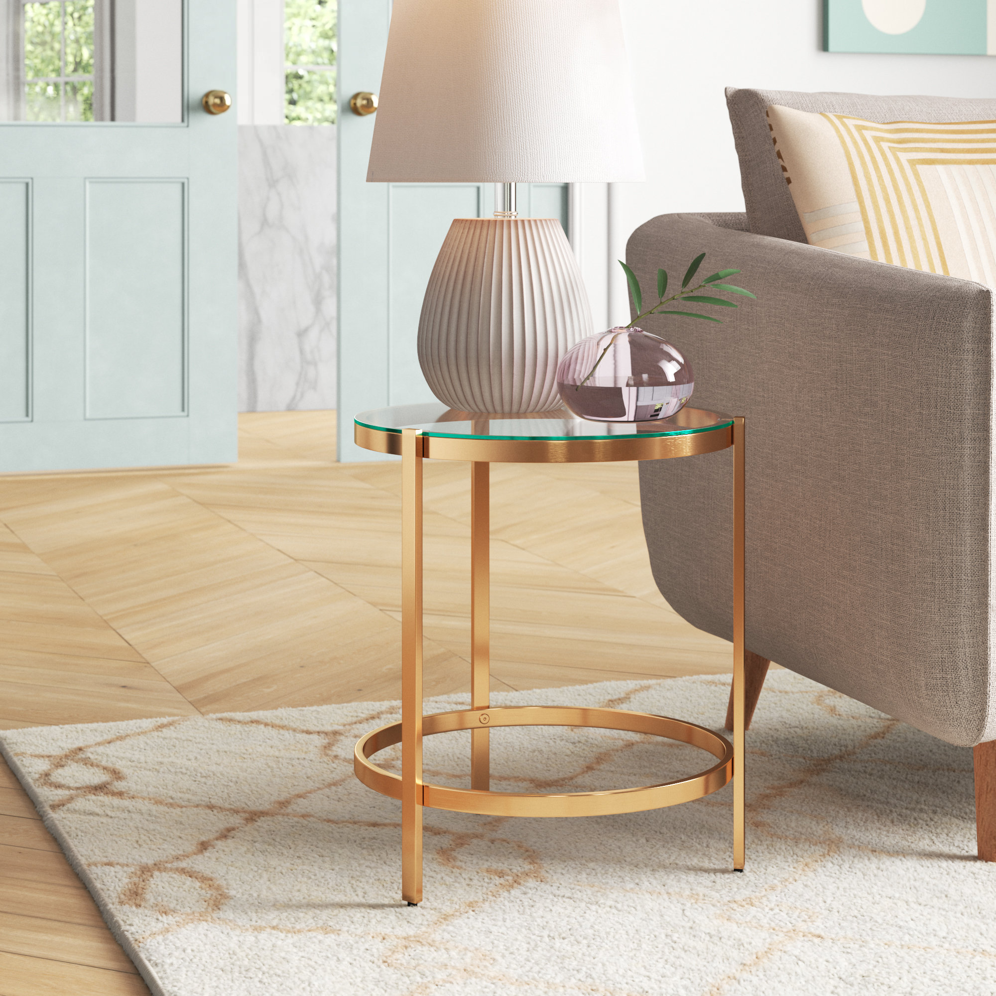 Mercury Row® Frese Glass Top 3 Legs End Table | Wayfair