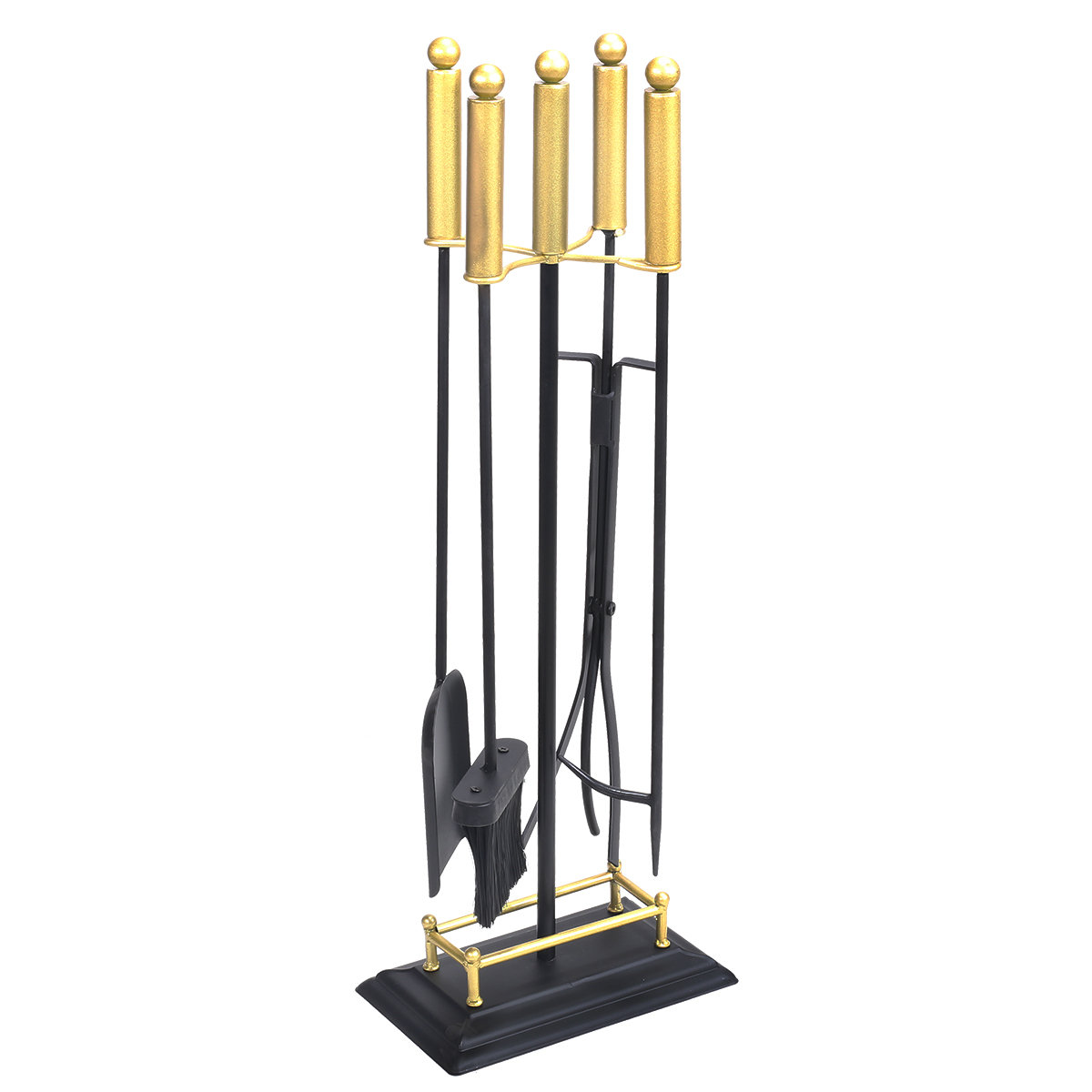 Everly Quinn Jaymian 5 Piece Cast Iron Fireplace Tool Set ...