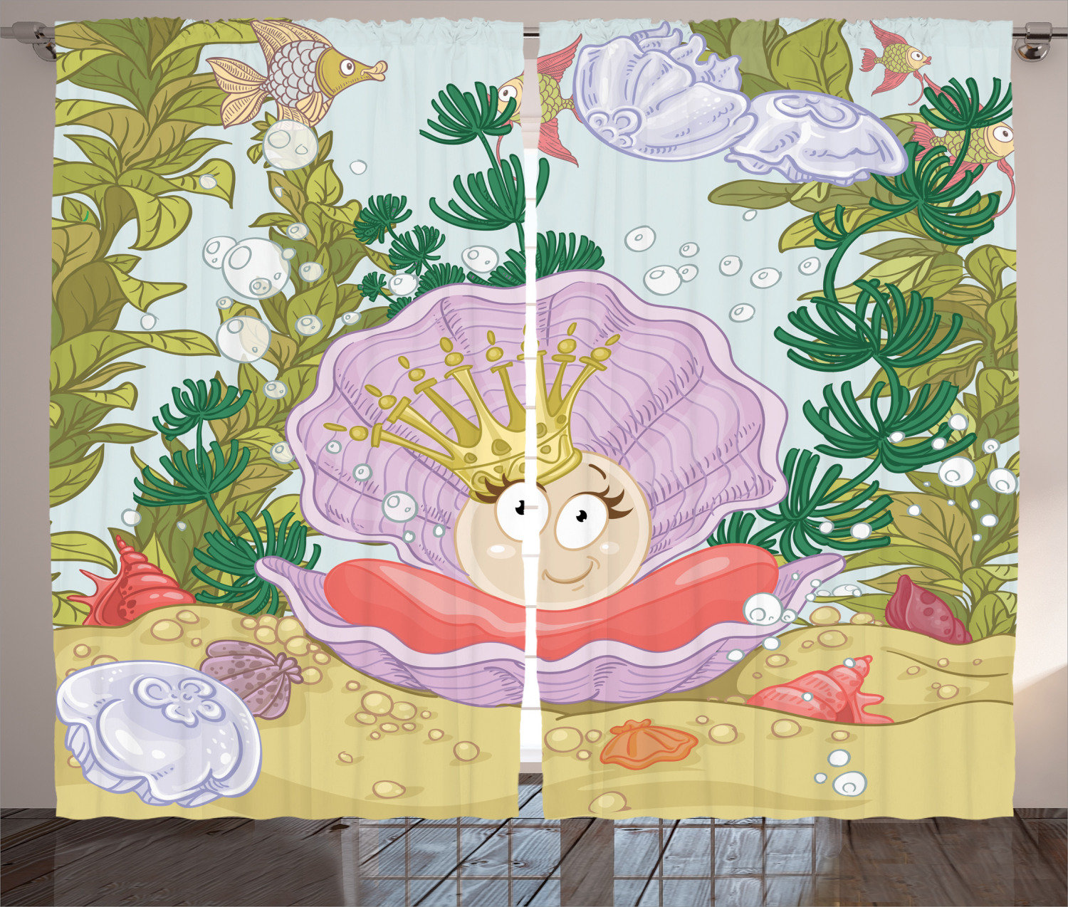 Ambesonne Pearls Semi-Sheer Rod Pocket Curtain Panels | Wayfair