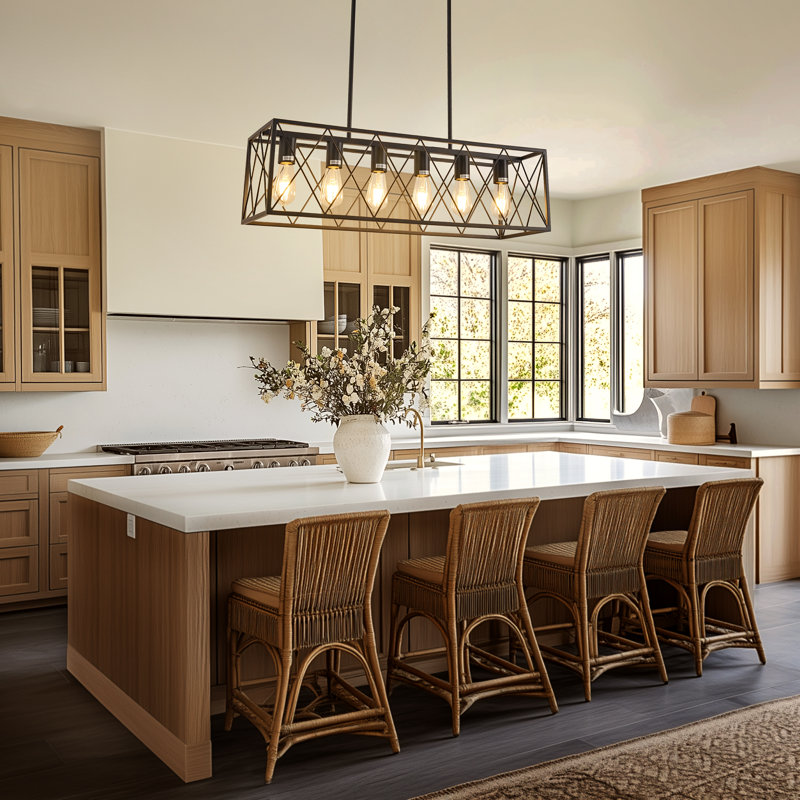 17 Stories 6-Light Linear Vintage Rectangle Pendant Dining Room ...