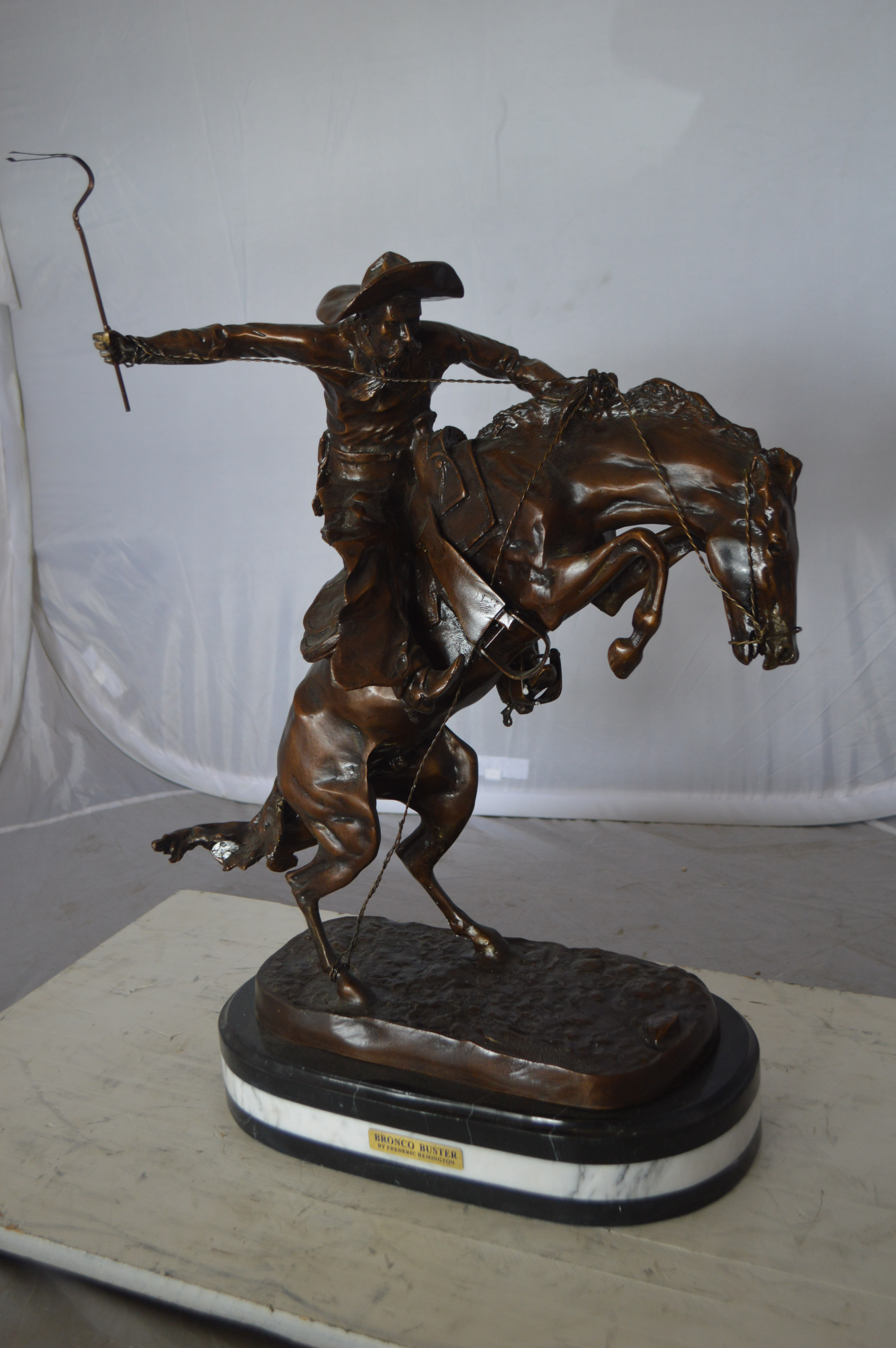 Foundry Select Bronco Buster by Remington Bronze Statue on Triple ...