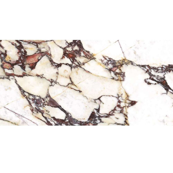 The Tile Life Cala Rosso 12" x 24" Glossy Porcelain Marble Look Wall ...