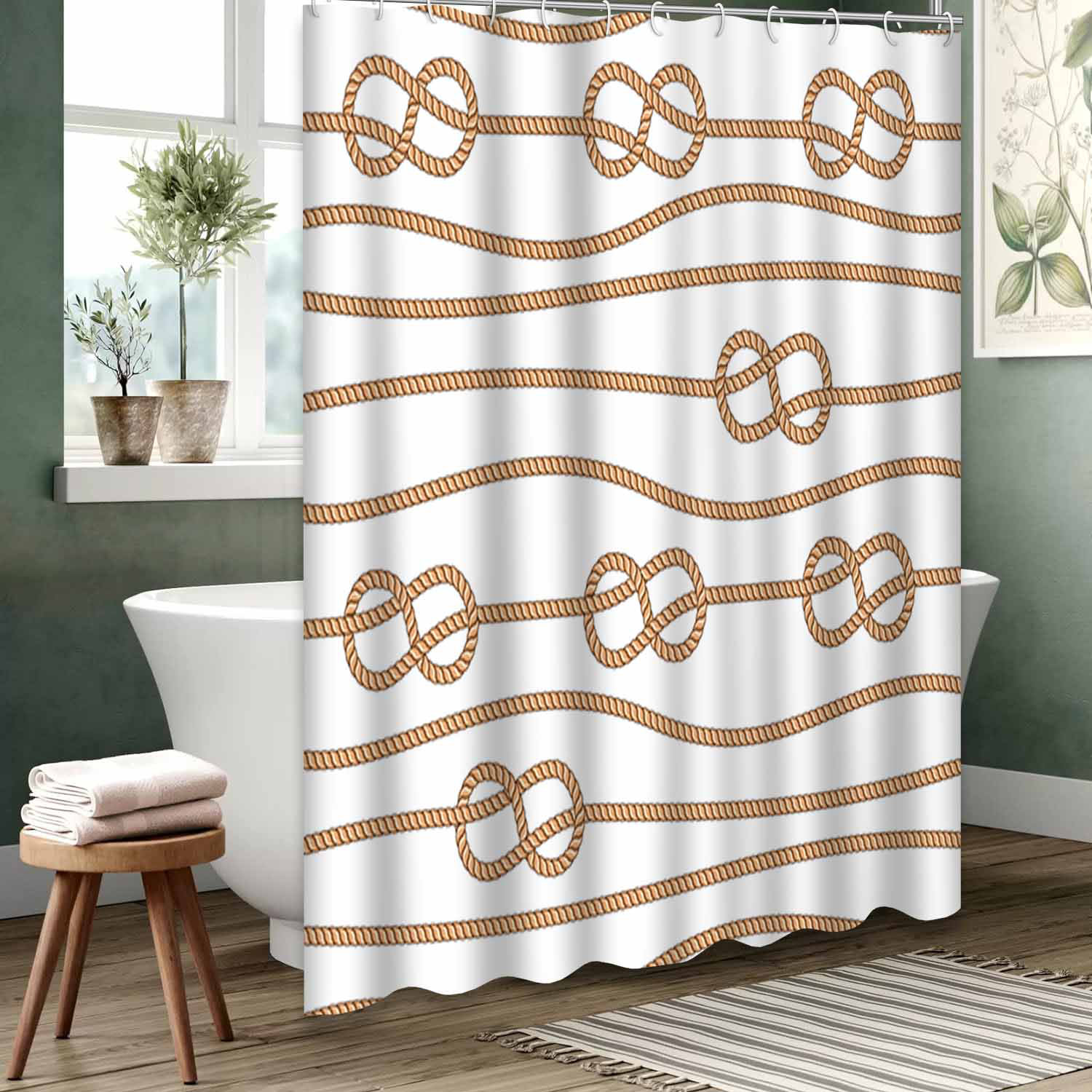 East Urban Home SailorKnot Waterproof Shower Curtain - Nautical Rope ...