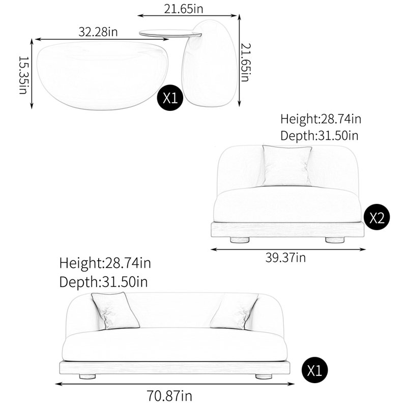 KANGLY Creative simple sofa tea table combination | Wayfair