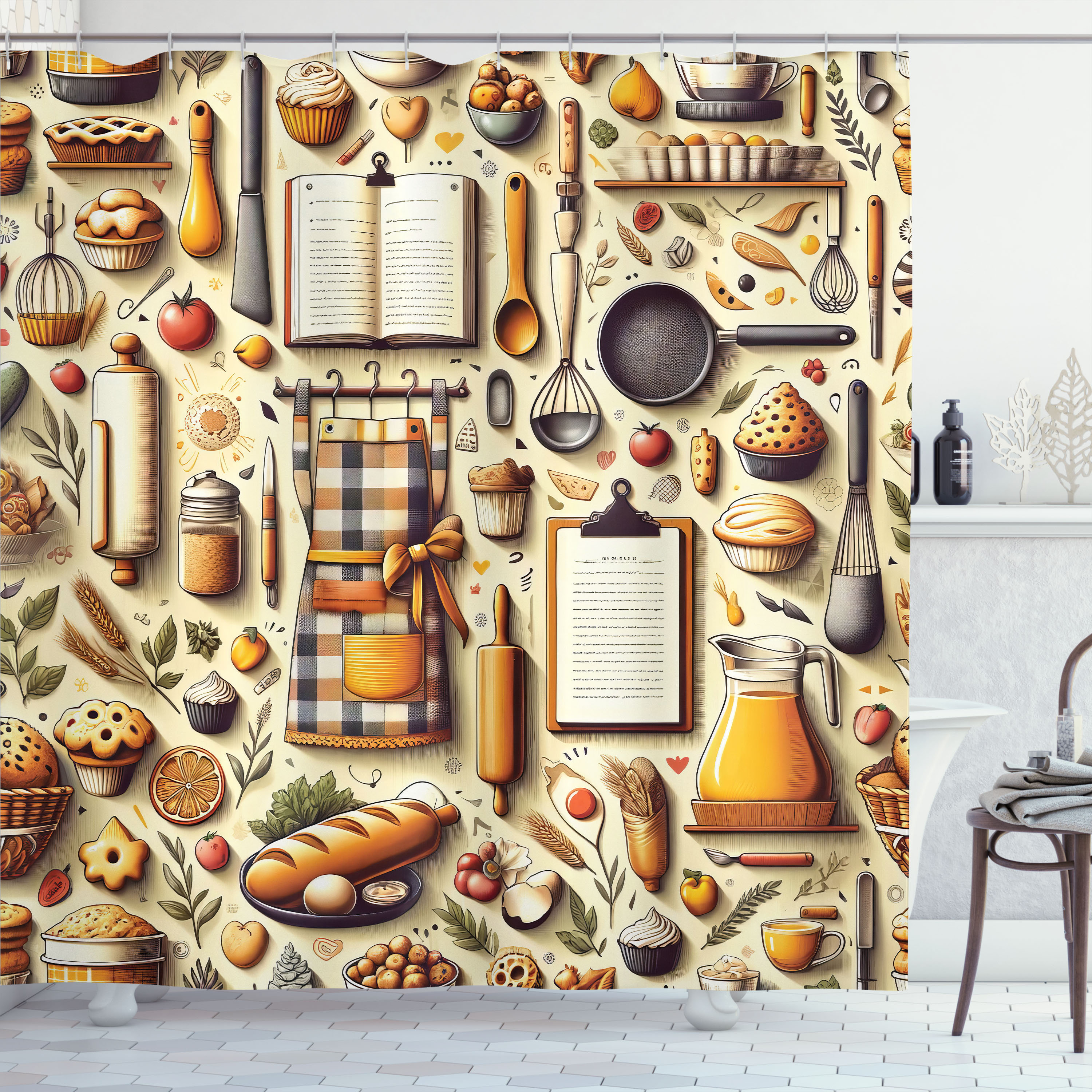 East Urban Home Cooking Themed Shower Curtain Chef Food Kitchen in ...