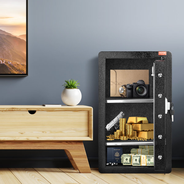 VEVOR Single Door 4 cu.ft Safe Box with Key Lock & Password LED Light ...