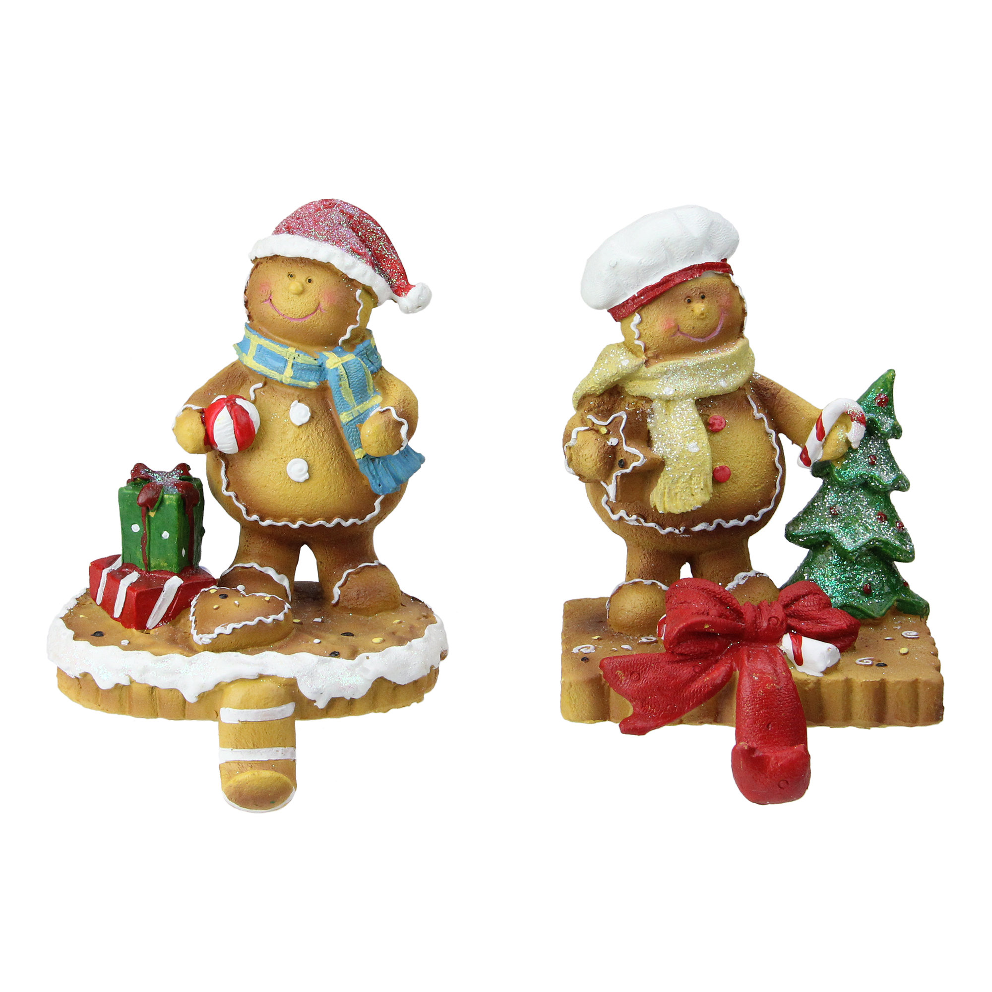The Holiday Aisle® 2 Piece Glitter Gingerbread Stocking Holder Set ...