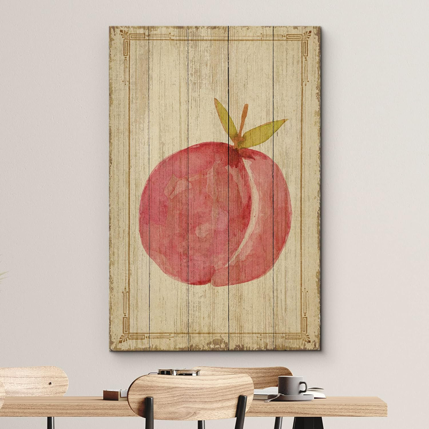 IDEA4WALL Antique Retro Wood Panel Red Apple On Canvas Print | Wayfair