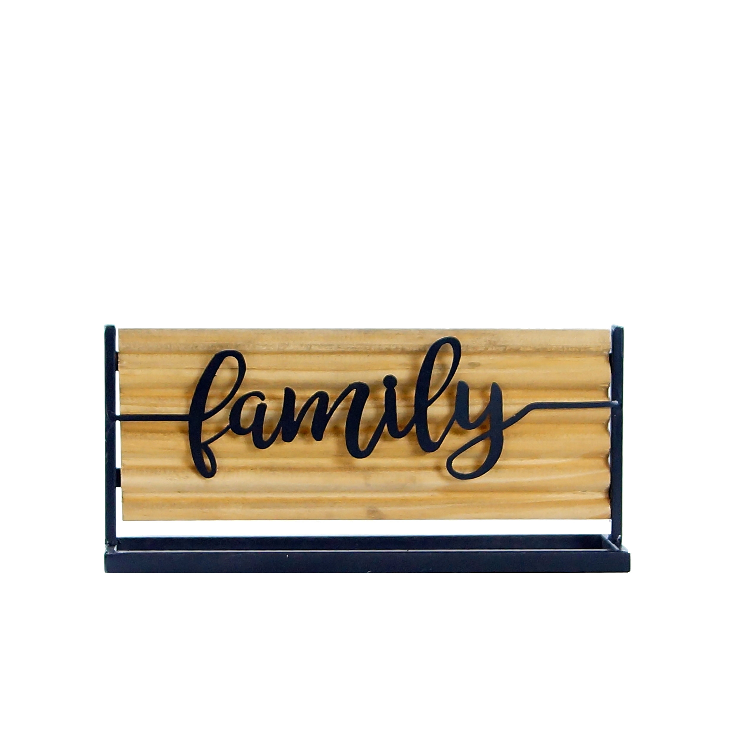 Gracie Oaks VIP Wood 12 in. Brown Family Table Top Sign | Wayfair