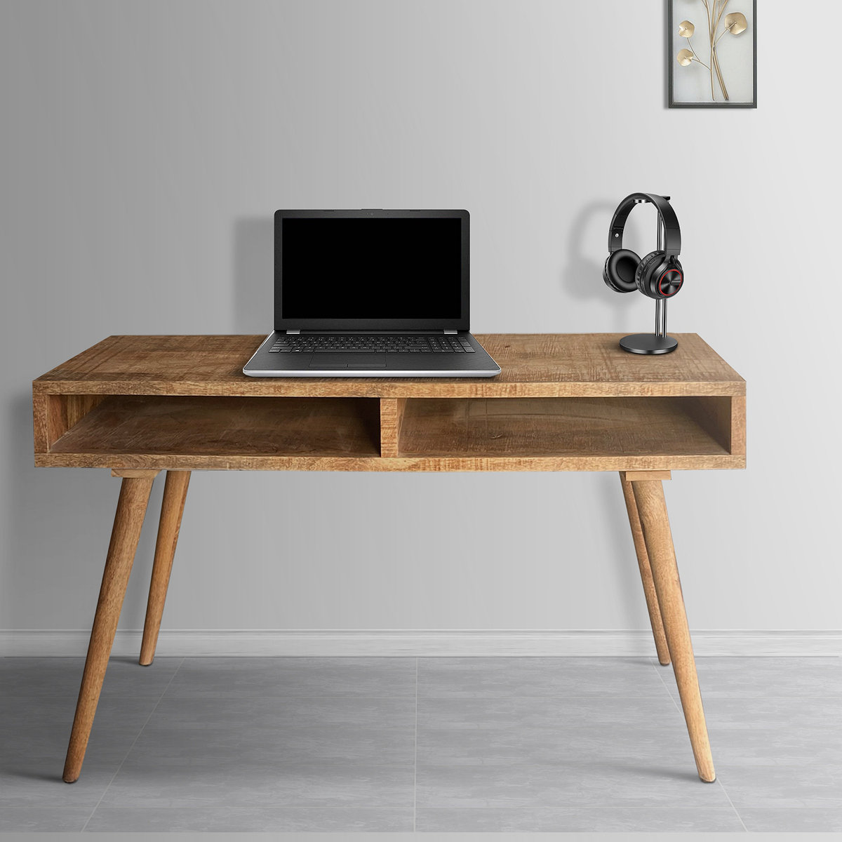 George Oliver Minimalist Mango Wood Desk Writing Desk Office Desk ...
