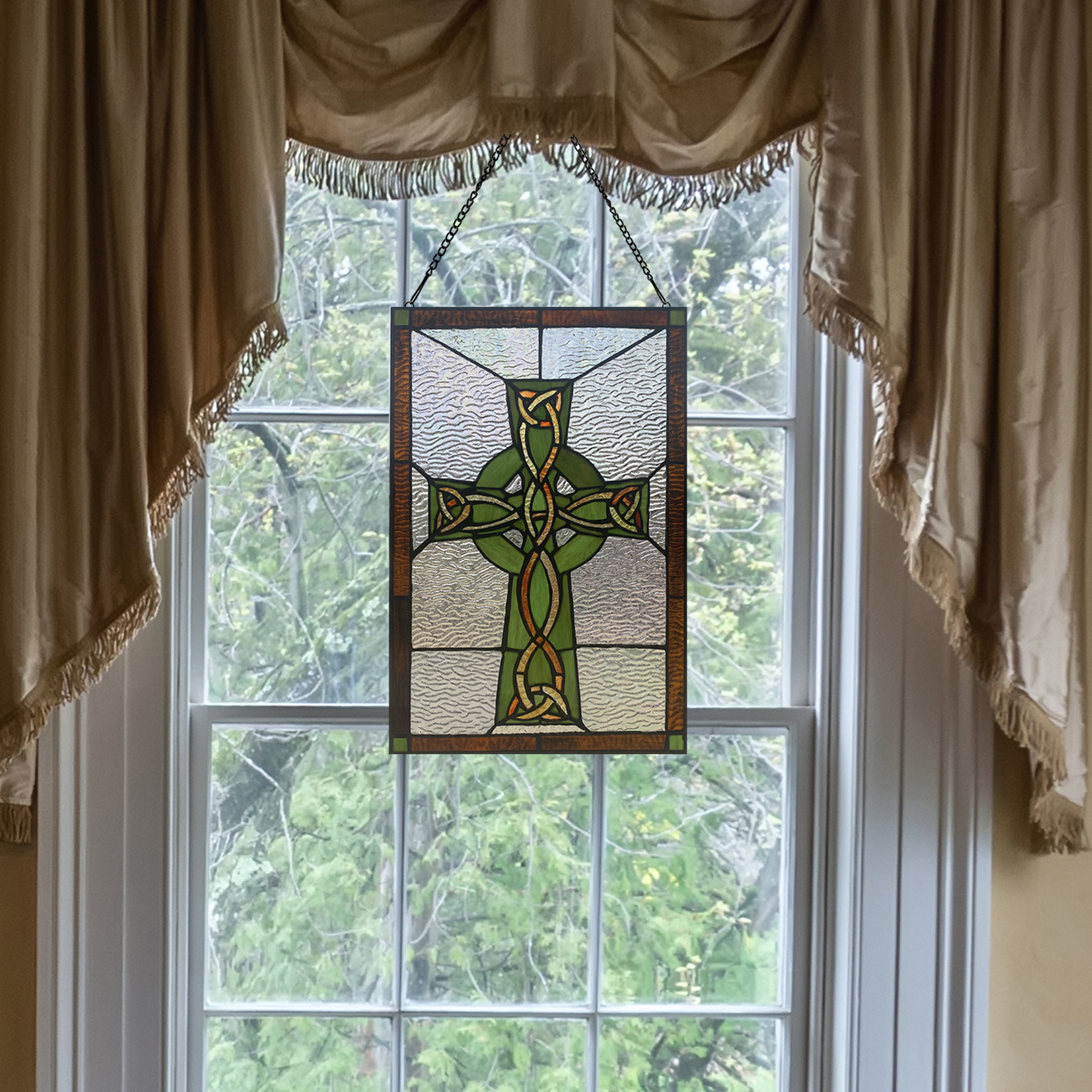 Winston Porter 18"H Celtic Cross Stained Glass Window Panel & Reviews ...