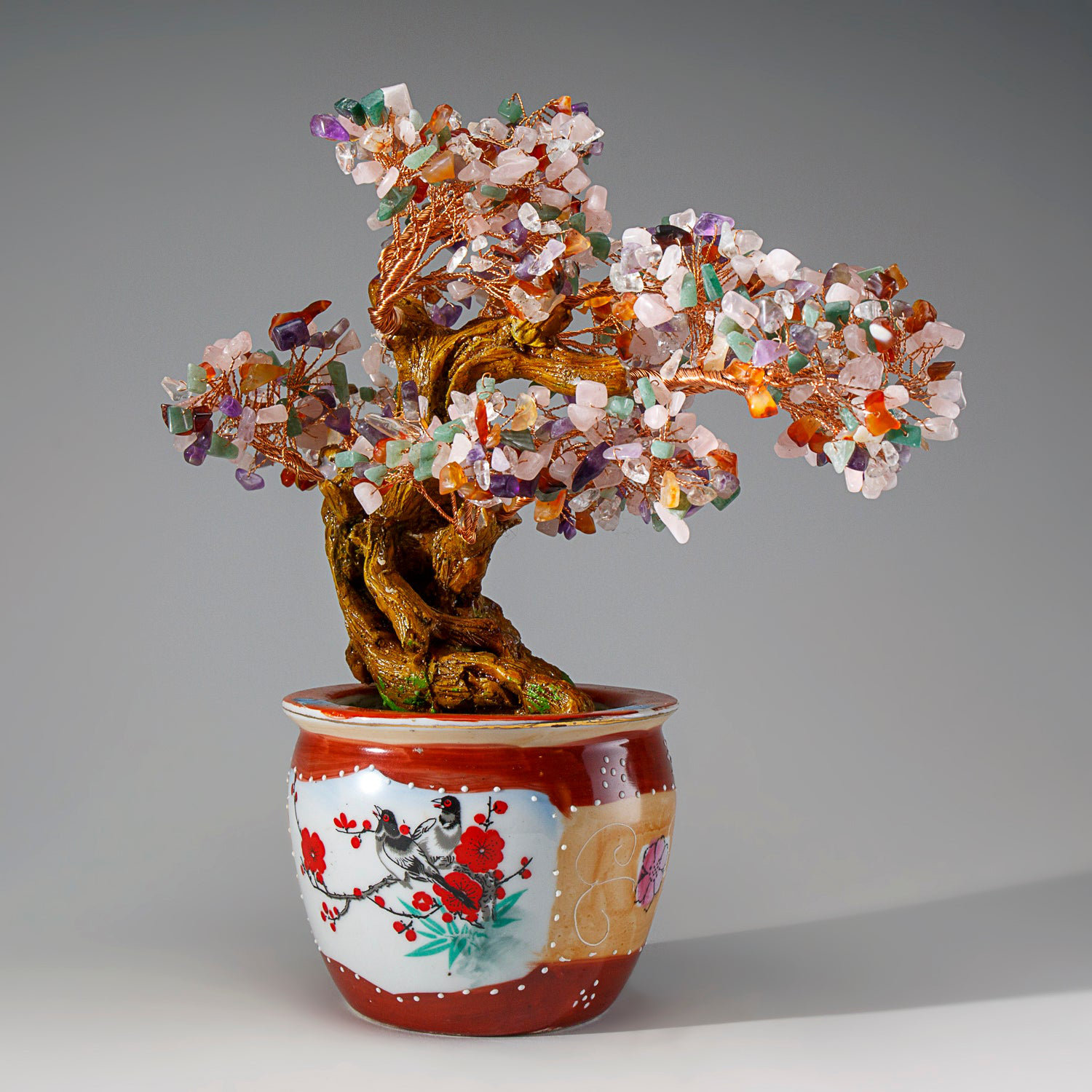 Astro Gallery of Gems Genuine Multi Gemstone Bonsai Tree in Round ...