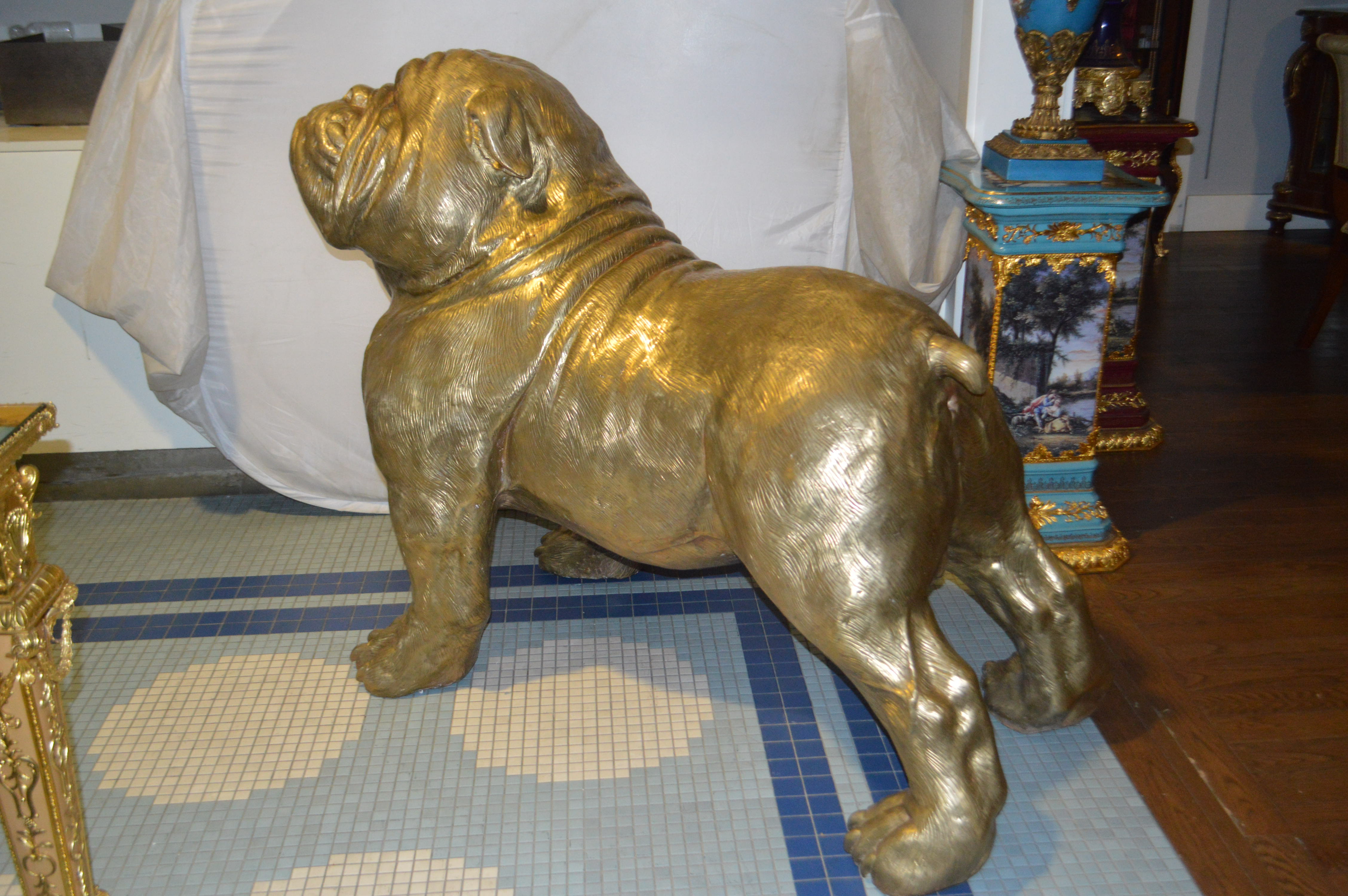 NIFAO Gold Bulldog Giant Bronze Statue - Size: 62"L X 26"W X 44"H ...