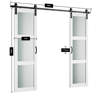 SMARTSTANDARD 3-Lite Frosted Glass Paneled Double Sliding Barn Doors ...